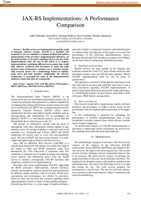 Pdf Jax Rs Implementations A Performance Comparison