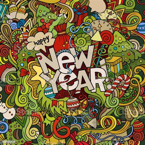 새해 손 레터링 및 Doodles 요소 배경기술 12월에 대한 스톡 벡터 아트 및 기타 이미지 12월 1월 2015년