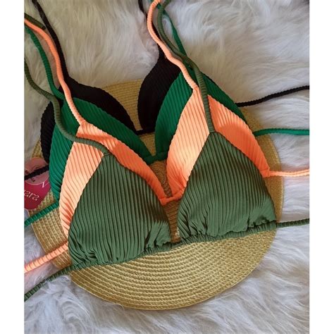 Biquini Marquinha De Fita Fio Duplo Cortininha Verde Shopee Brasil