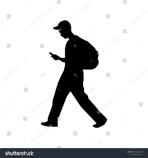 Walking Male Person Sihouette Illustration Side Stock Vector Royalty
