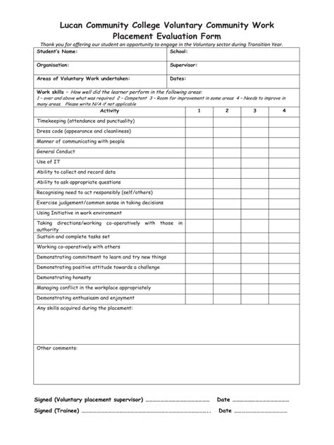 Work Experience Evaluation Form Fill Out Sign Online DocHub