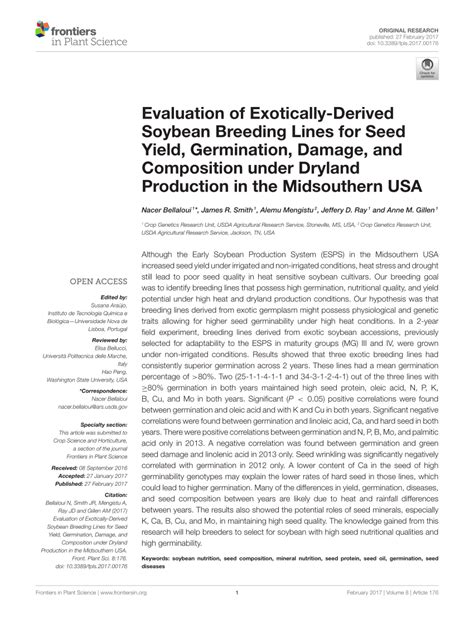 Pdf Evaluation Of Exotically Derived Soybean Breeding Lines For Seed