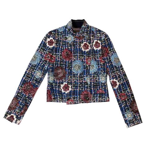 Chanel White Jacket W Pearl Logo Buttons And Sequins At StDibs Chanel Tweed White Jacket