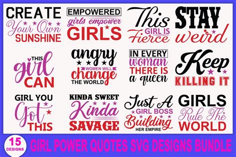 Girl Power Quotes T Shirt Bundle Graphic By Graphics Store · Creative Fabrica