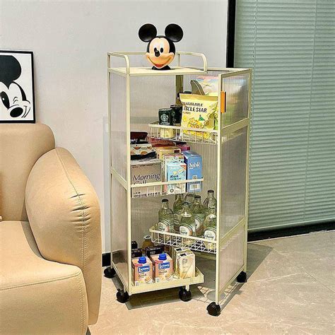 Rotating Storage Shelf Floor Household Living Room Mobile Cabinet