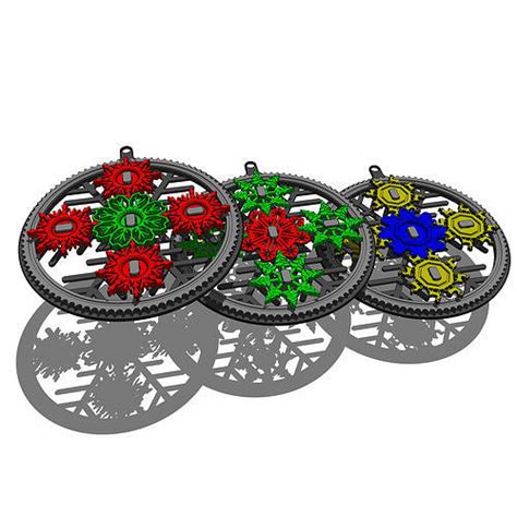 UNUSUAL NON CIRCULAR PLANETARY GEARS CHRISTMAS 3 PACK 3D Model 3D