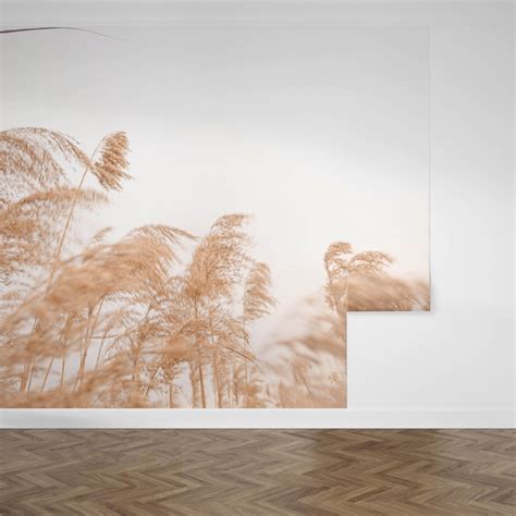 Bohemian Pampas Grass Wall Mural Boho Style Wallpaper Etsy