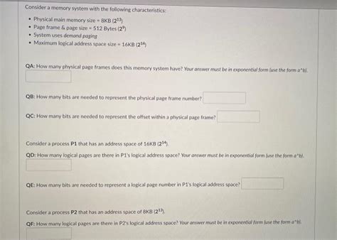Solved Consider A Memory System With The Following