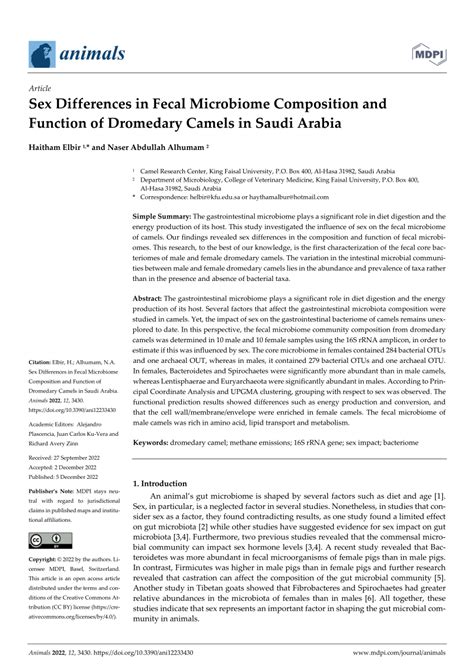 Pdf Sex Differences In Fecal Microbiome Composition And Function Of