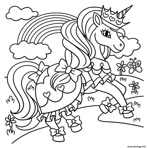 Coloriage Licorne Princesse Arc En Ciel Monde Magique Dessin Princesse