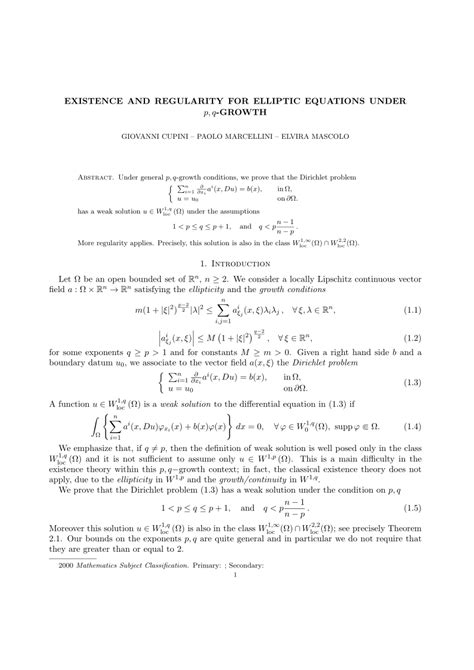 Pdf Existence And Regularity For Elliptic Equations Under Pq Growth