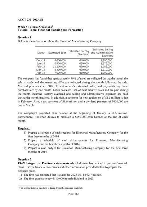 ACCT Tut Questions Page Of ACCT S Week Tutorial Questions Tutorial