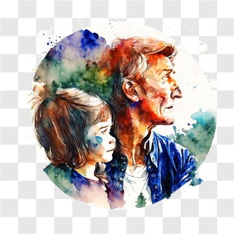 Download Illustration Of An Older Man And A Young Girl Looking At Each