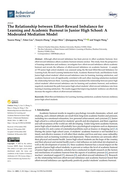 Pdf The Relationship Between Effort Reward Imbalance For Learning And