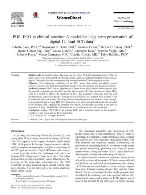 Sassi Et Al On Pdf Ecg Jecg 2017 Download Free Pdf Electronic