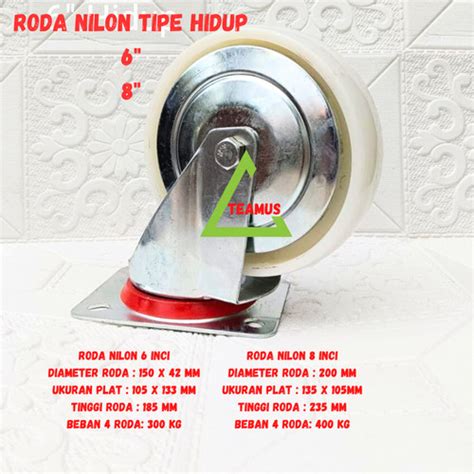 Jual Roda Nylon Tipe HIDUP INCI Roda Nilon Inch Nylon Trolley Jakarta Utara