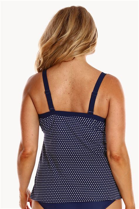 Capriosca Dots Dde Cup Tankini Separate Navy Swimwear Galore Au