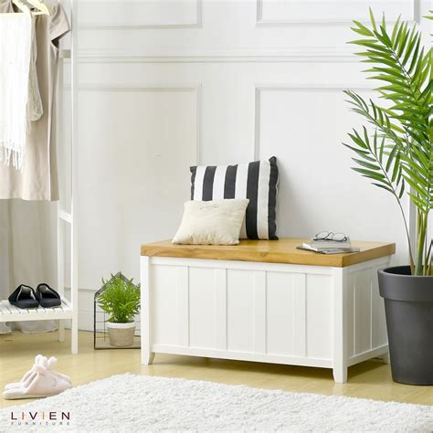 Jual [livien] Storage Box Bench Bangku Penyimpanan Bangku Kursi Bench Kayu Tempat