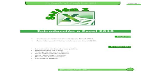 Introducción A Excel 2010 Eduktvirtualsesión 1 Introducción A