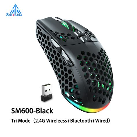 Solakaka Bluetooth 2 4g Wireless Gaming Mouse 3 Modes Rgb Rechargeable 800 4000 Dpi With
