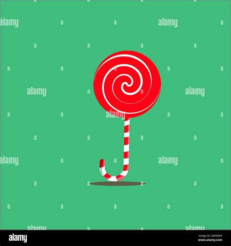 Christmas Lollipop With Red Spirals Rainbow Twisted Sucker Candy On