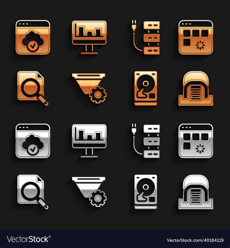 Set Filter Setting Loading Data Window Hangar Vector Image