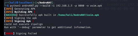 Apk Signing Failed Issue Karma AndroRAT GitHub