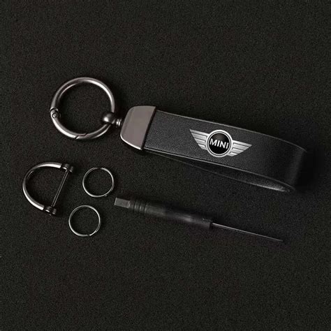 Mini Cooper Car Keychains Leather Mini Car Keyrings •