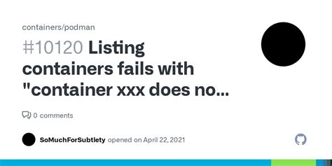 Listing Containers Fails With Container Xxx Does Not Exist In Database