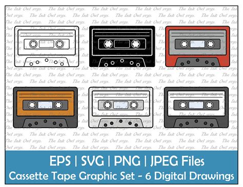 Cassette Audio Tape Clipart Outline Silhouette Stamp And Etsy