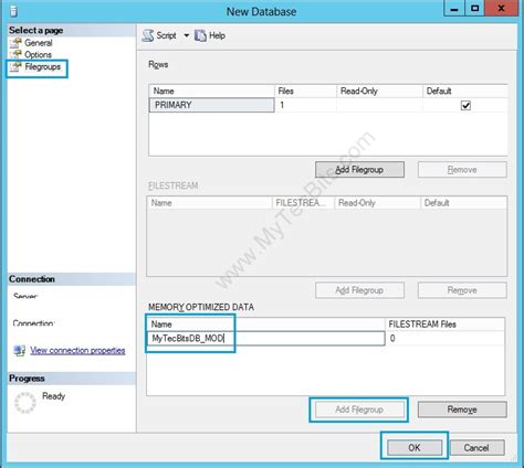 Sql Server 2014 Creating In Memory Oltp Database My Tec Bits