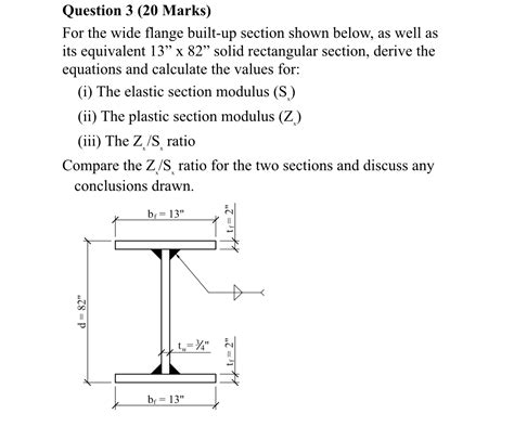 Solved Question 3 20 ﻿marksfor The Wide Flange Built Up