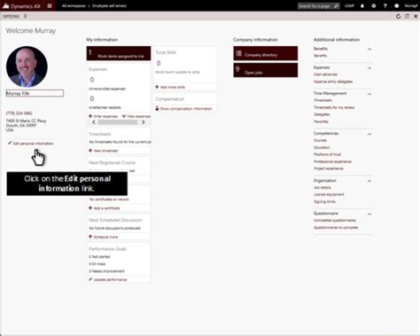the new dynamics ax tip 8 using the employee self service workspace