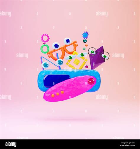 Cartoon Cryptocurrency In Cold Wallet On A Pink Background Funny