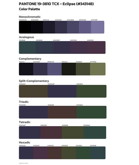 Pantone 19 3810 Tcx Eclipse Color Palettes