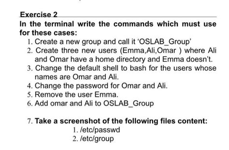 In The Terminal Write The Commands Which Must Use For Chegg