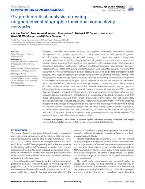 Pdf Graph Theoretical Analysis Of Resting Magnetoencephalographic