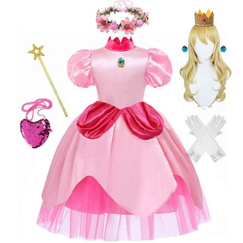 Disfraz De Princesa Peach Para Niños Vestido De Juego De Rol De