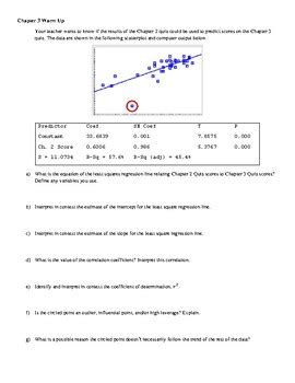 LSRL And Computer Output Practice AP Statistics TPT