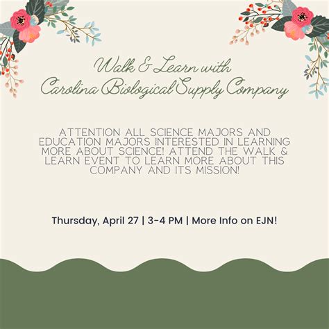 Walk And Learn With Carolina Biological Supply Company April 27 Today At Elon Elon University