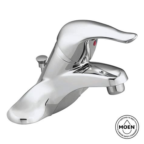 Moen Chateau 4 In Centerset Single Handle Low Arc Bathroom Faucet With Metal Drain Assembly