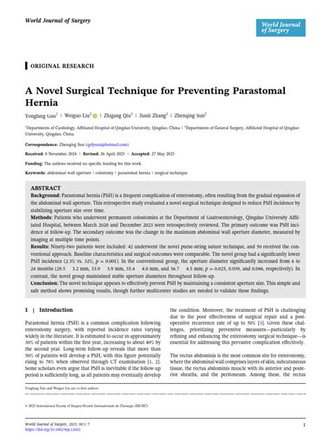 Novel Technique To Prevent Parastomal Hernia Pdf Abdomen Surgical