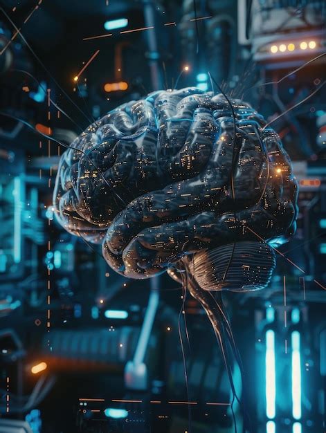 Futuristic brain model in lab setting | Premium AI-generated image