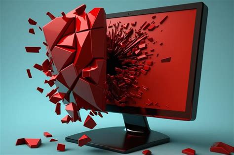 Premium Ai Image Computer Virus Red Monitor Screen Illustration