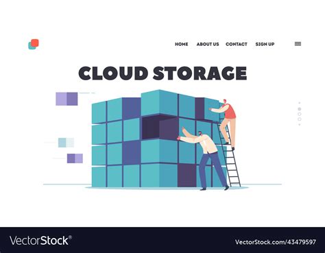 Cloud Storage Landing Page Template Tiny Vector Image