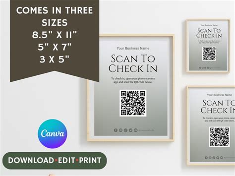 Printable Check In QR Code Scan Sign Paperless Registration Etsy