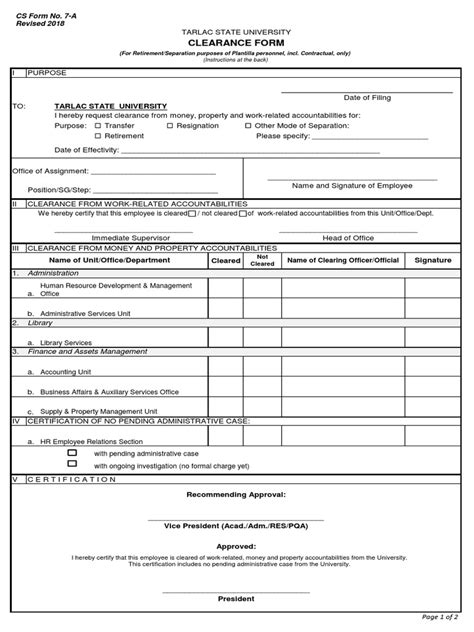 Csc Form7 A 2018 Pdf Government Information Government