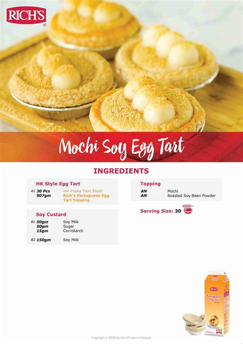 Mochi Soy Egg Tart Rich Products Malaysia