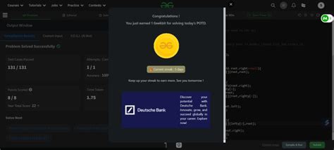 Sudipto Maity On Linkedin Geekstreak2024 Deutschebank Geeksforgeeks Potd Binarytreetodll…