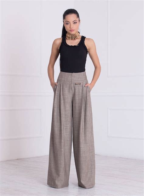 Wide Leg Pants Palazzo Pants High Waisted Pants Pants With Etsy Uk